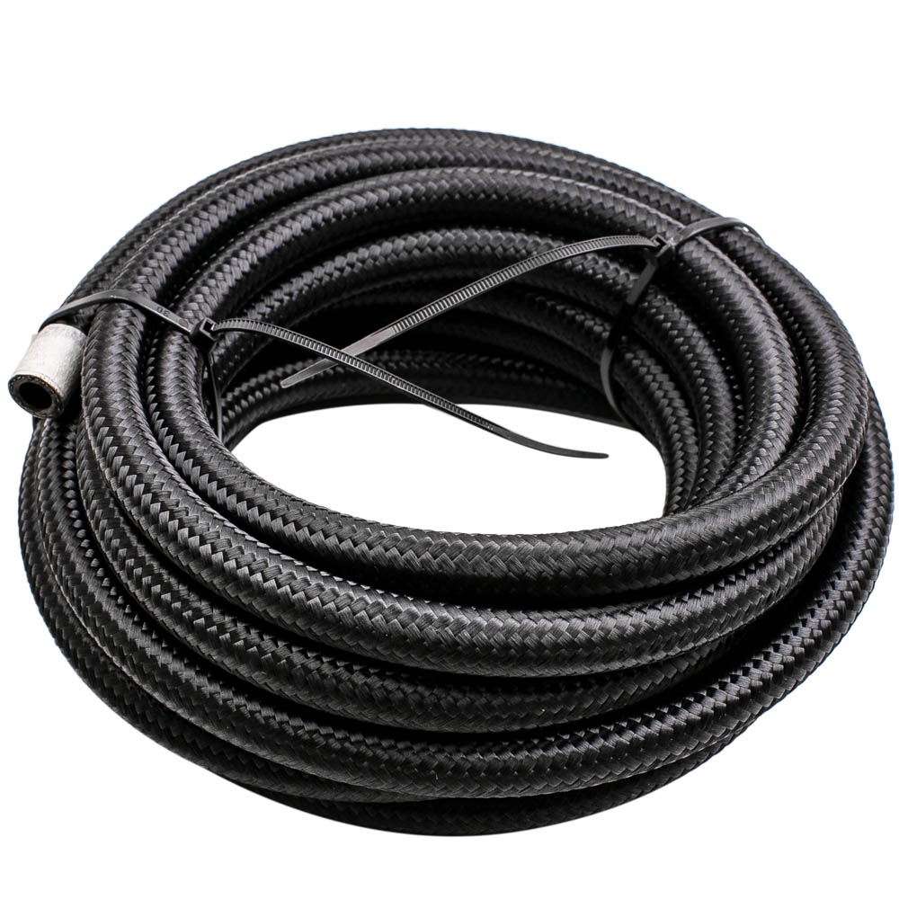 20Feet 6AN Stainless Steel Braided Fuel Line + 10PCS Push Lock Fitting ...